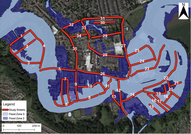 A Street Level Flood Risk Assessment of Morpeth, UK – Routes